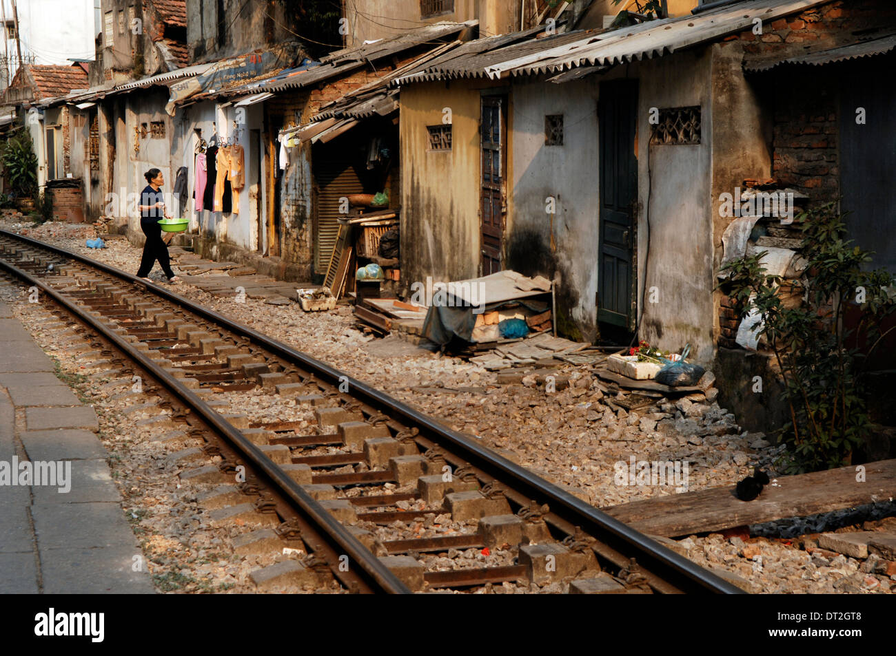 In a slum area of Hanoi,along the tracks close to Hanoi railway station ...