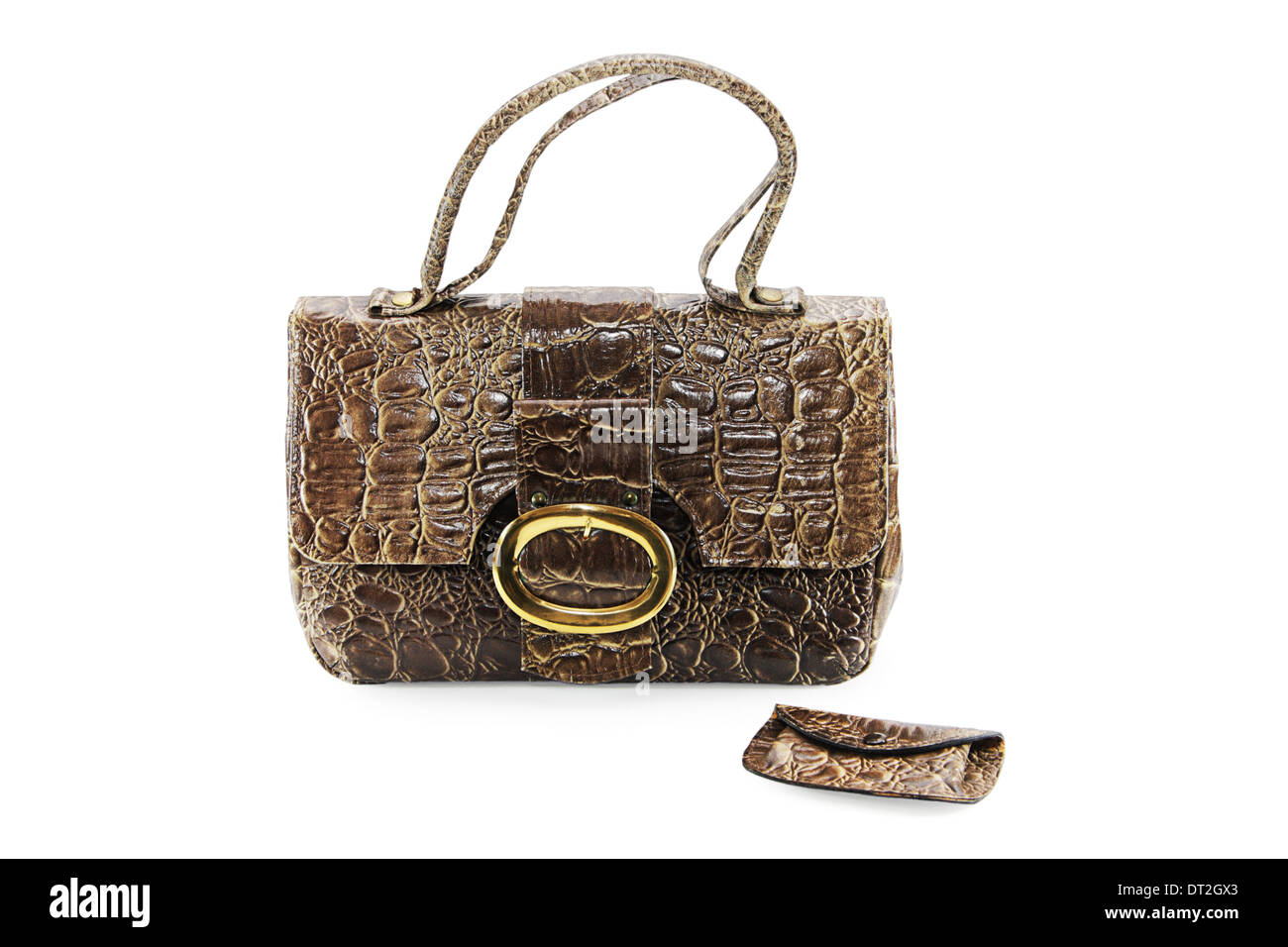 Retro handbag and purse isolated on a white background Stock Photo - Alamy