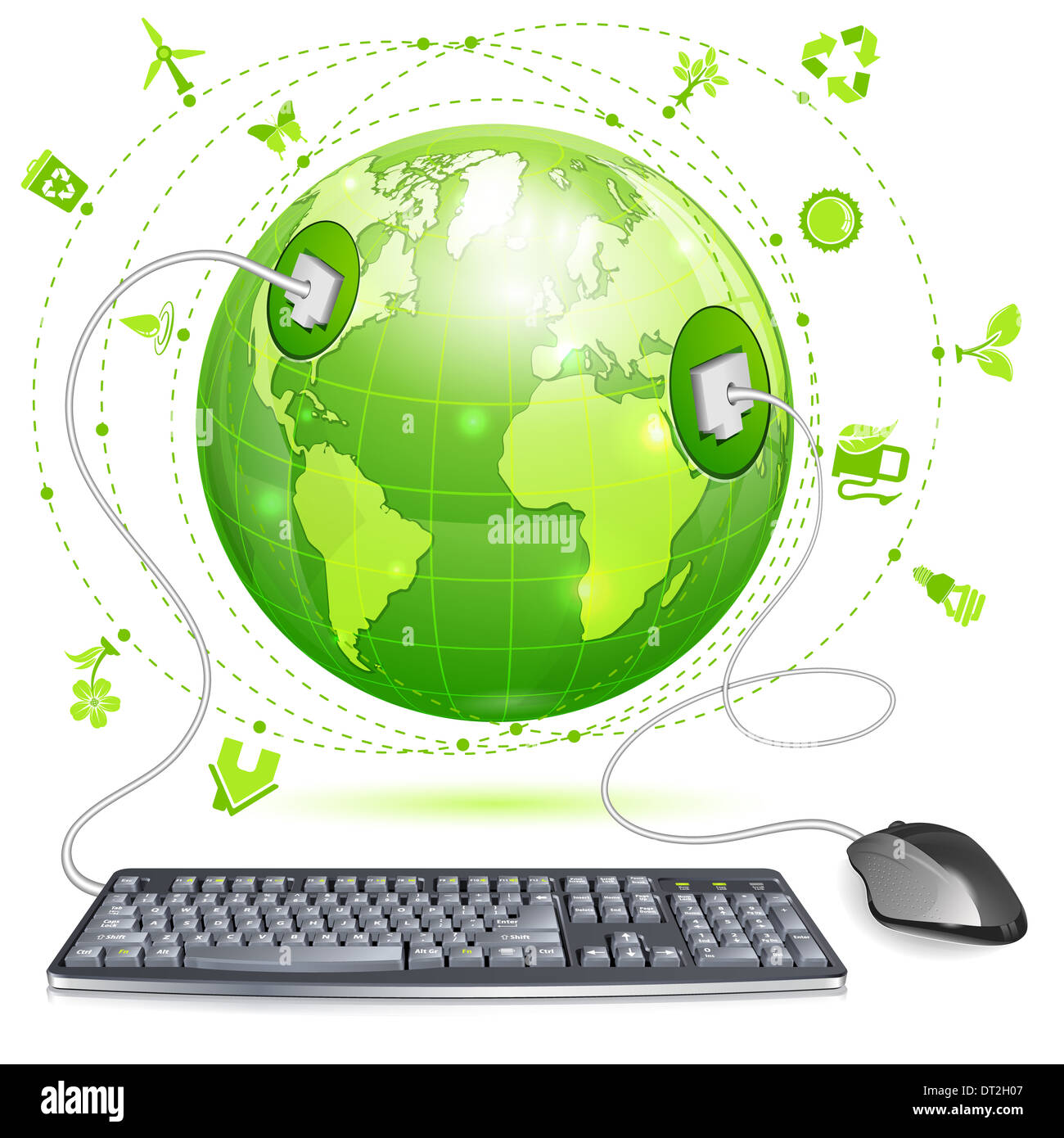 Mouse and Keyboard Connected to Earth with Environment Icons ...