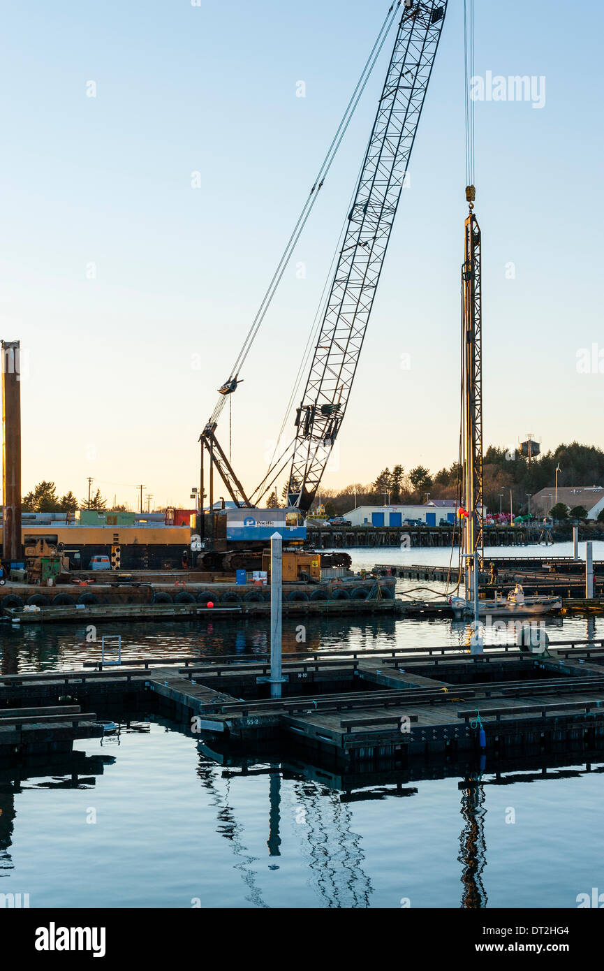 Sitka, Alaska. 6 February 2014 Construction crane replacing docks in ...