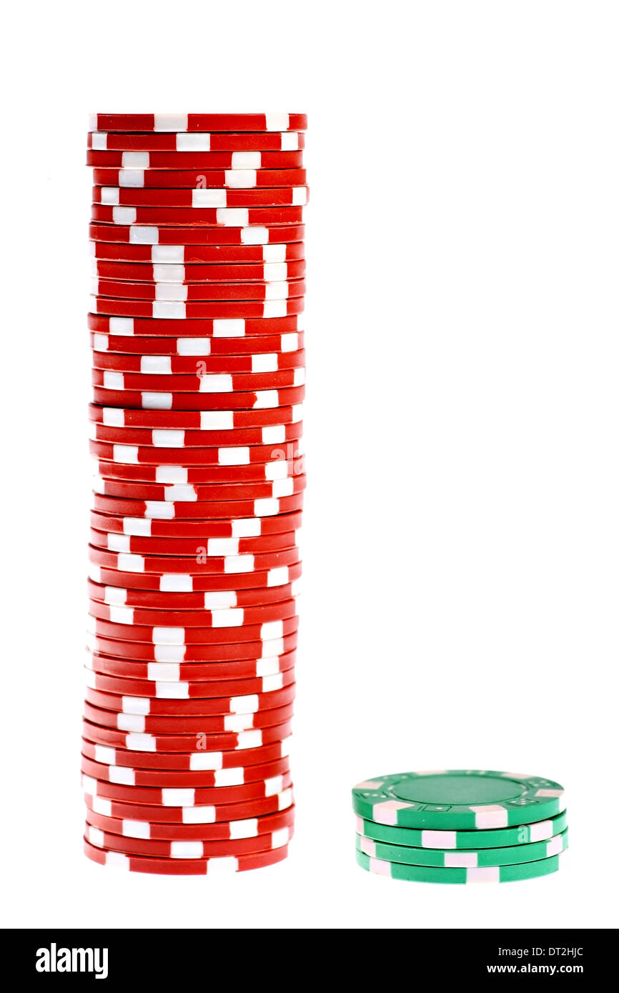 Stacks of colorful poker chips isolated on white background Stock Photo ...