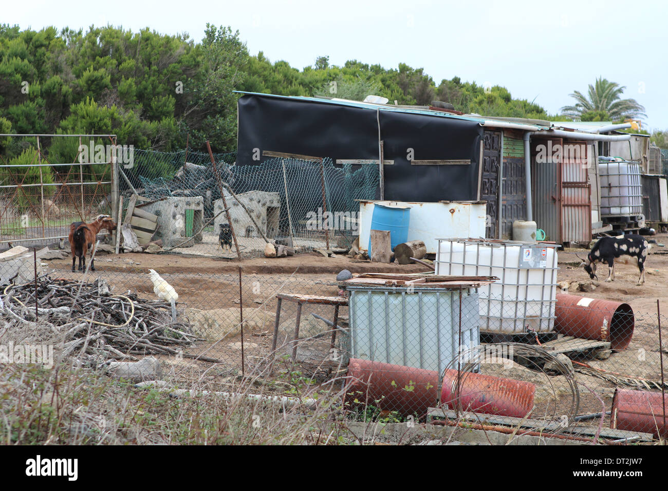 Messy farm cluttered with household items Stock Photo - Alamy