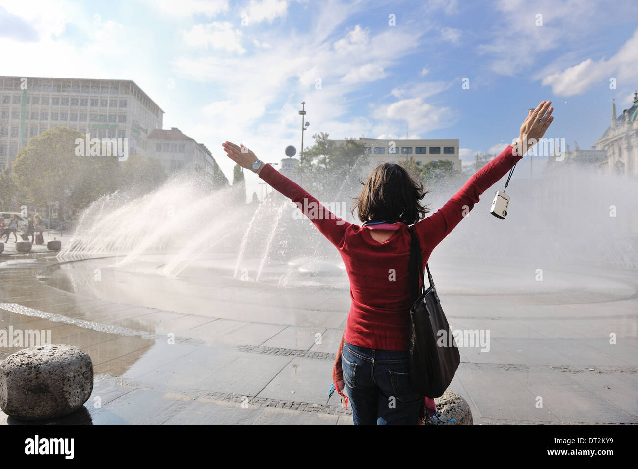 tourist woman have fun in france Stock Photo - Alamy