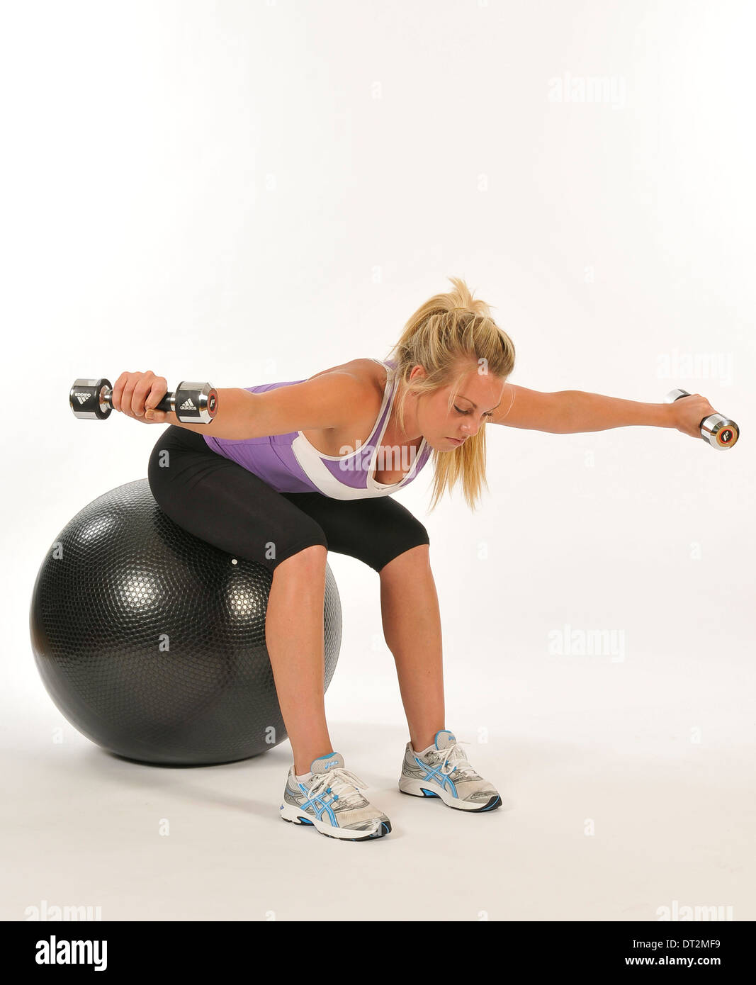 Exercise on fit ball to increase strength and core stability Stock ...
