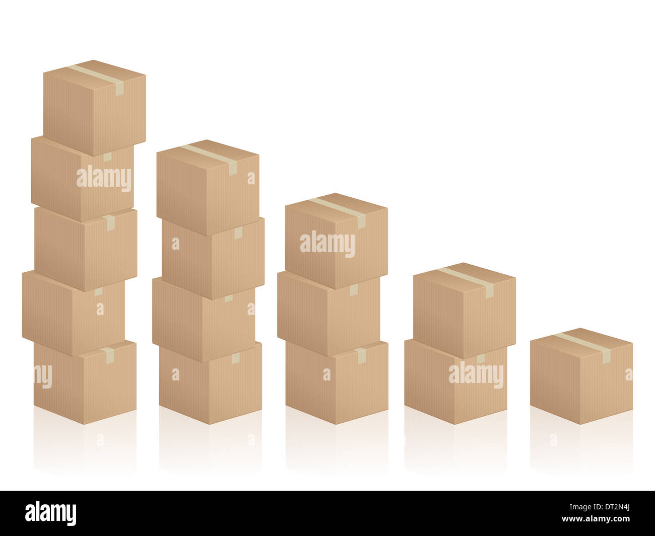 Diagram formed by cardboard boxes on white background Stock Photo - Alamy