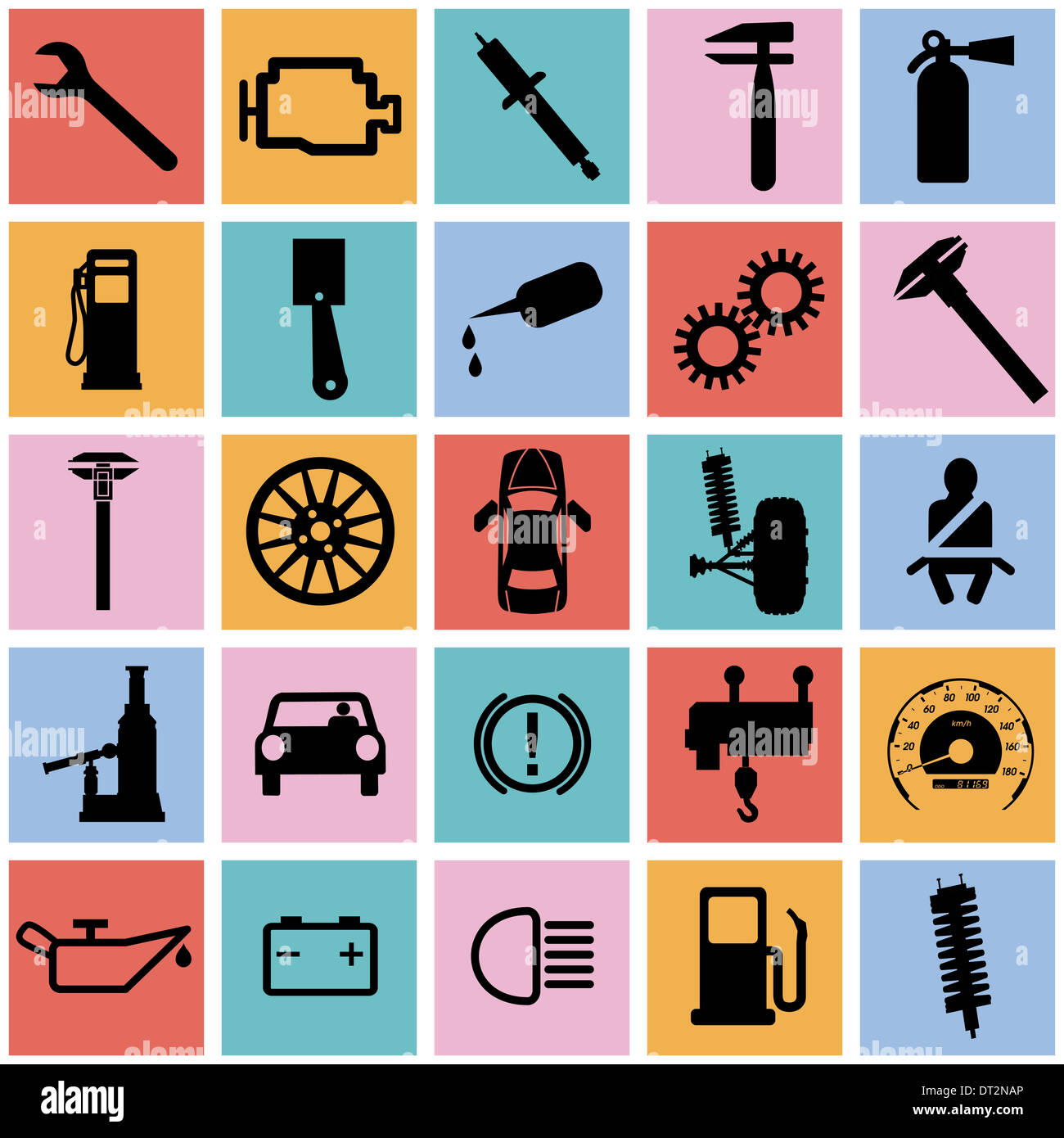Collection flat icons. Car symbols Stock Photo - Alamy