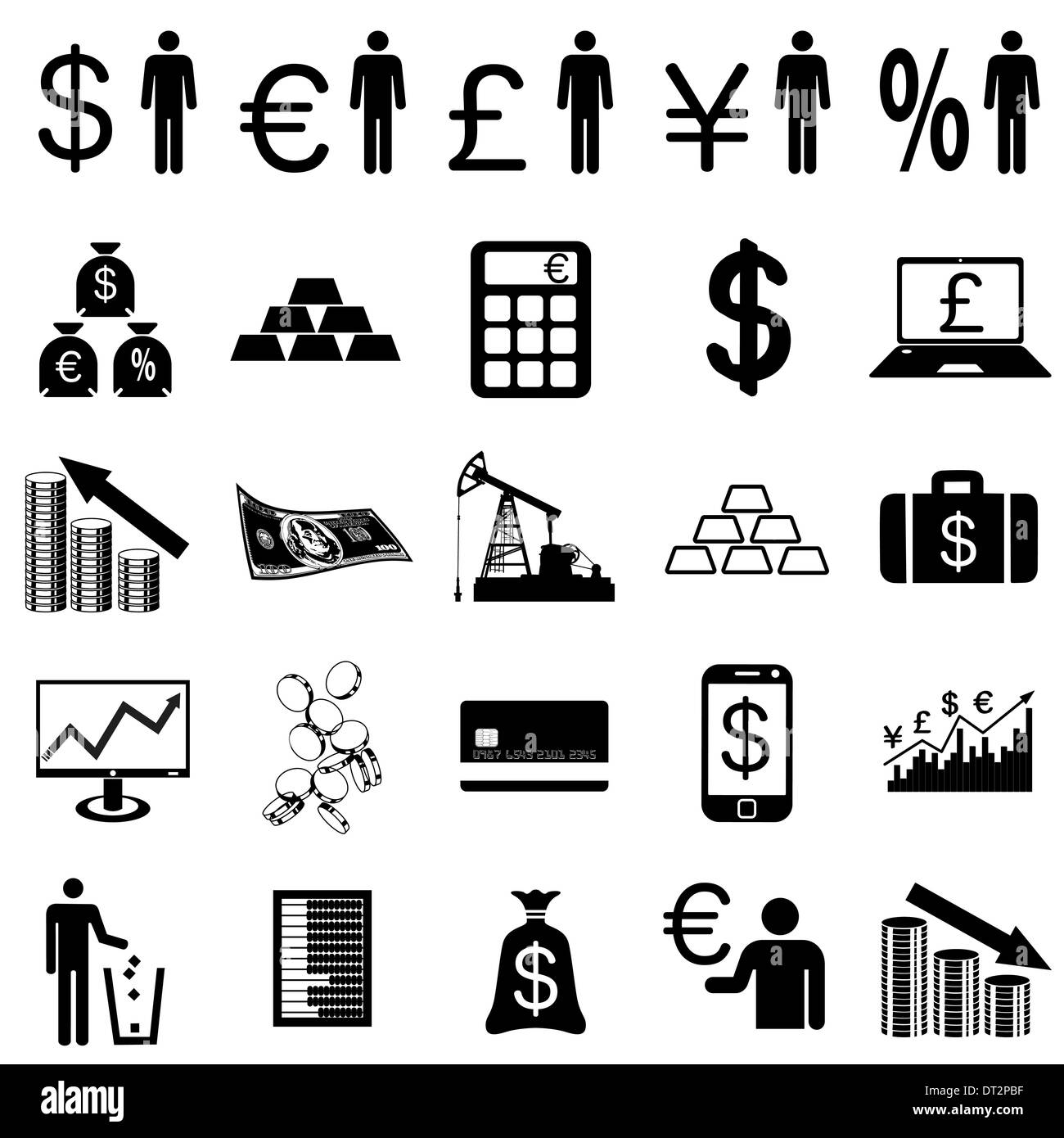 Collection flat icons. Finance symbols Stock Photo - Alamy