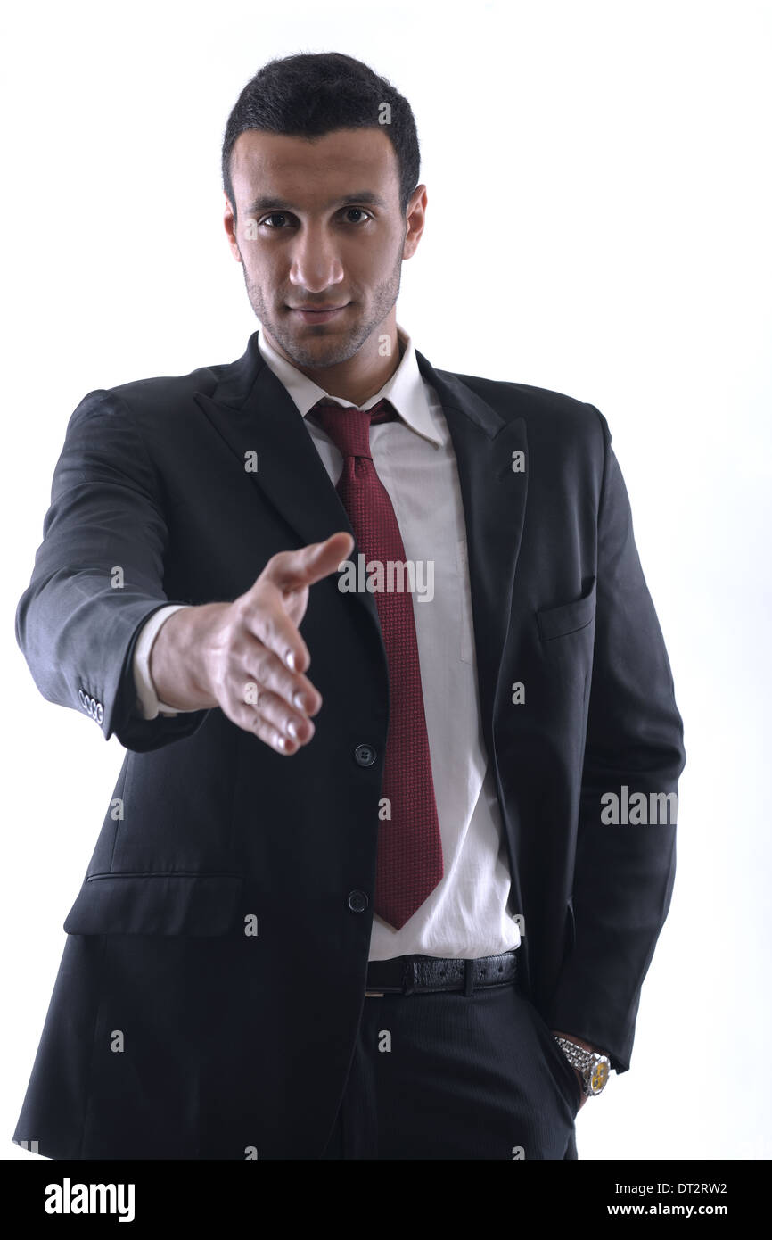 business man giving you a hand shake Stock Photo - Alamy