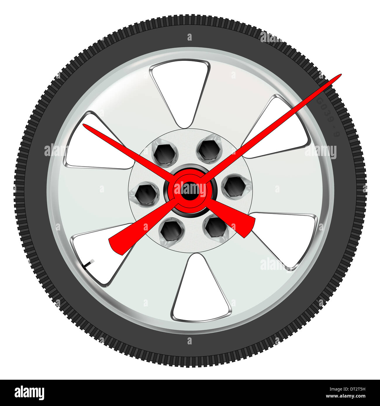 A low profile auto tyre and wheel as a clock face Stock Photo - Alamy