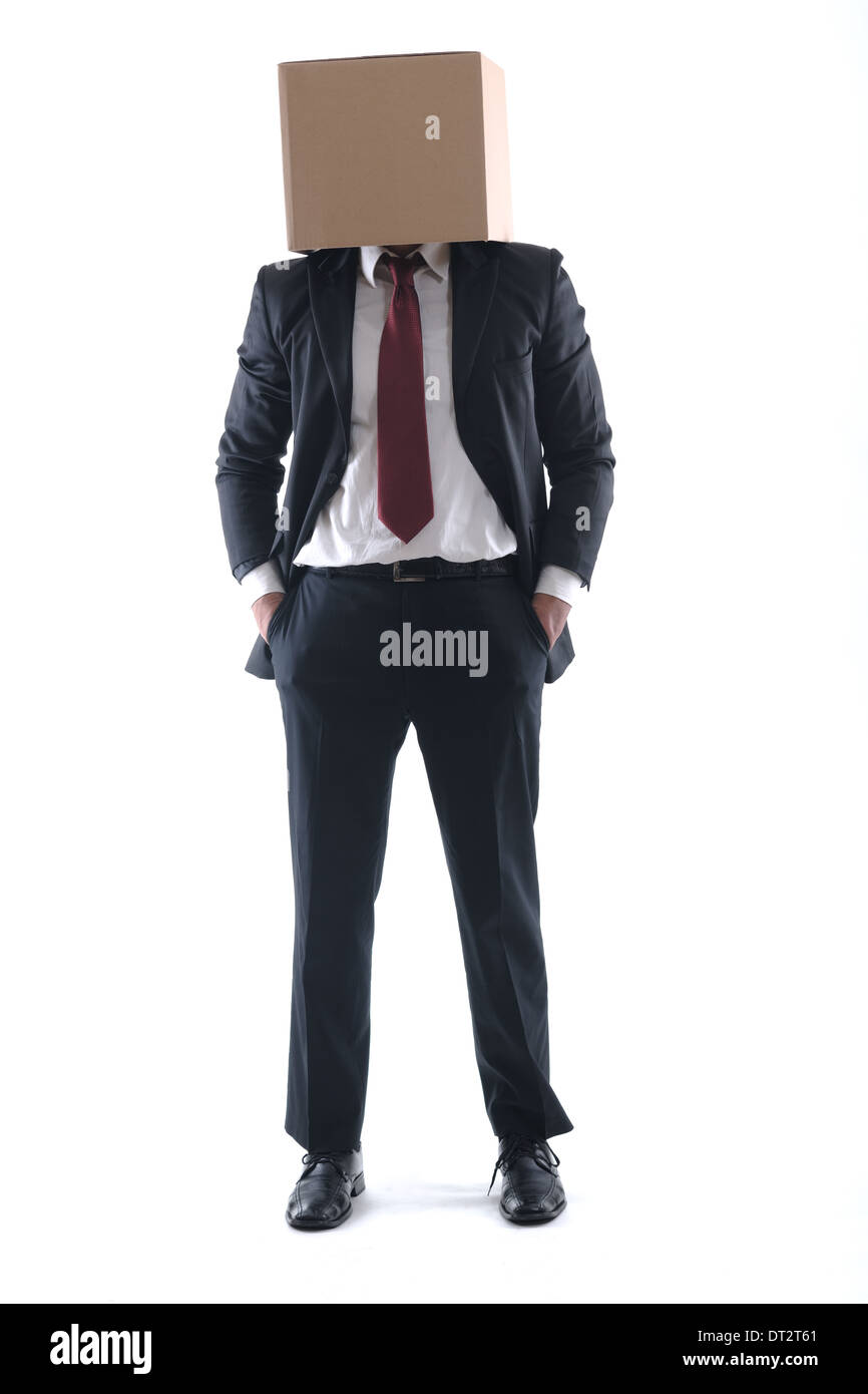 Business man box on head hi-res stock photography and images - Alamy