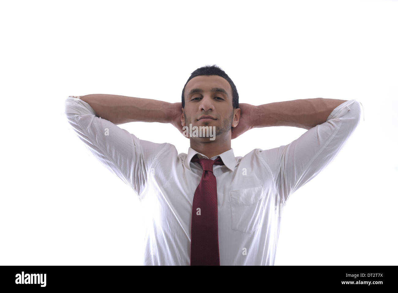 business man with rope isolated on white background Stock Photo - Alamy