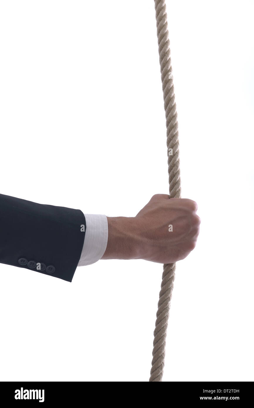 business man with rope isolated on white background Stock Photo - Alamy