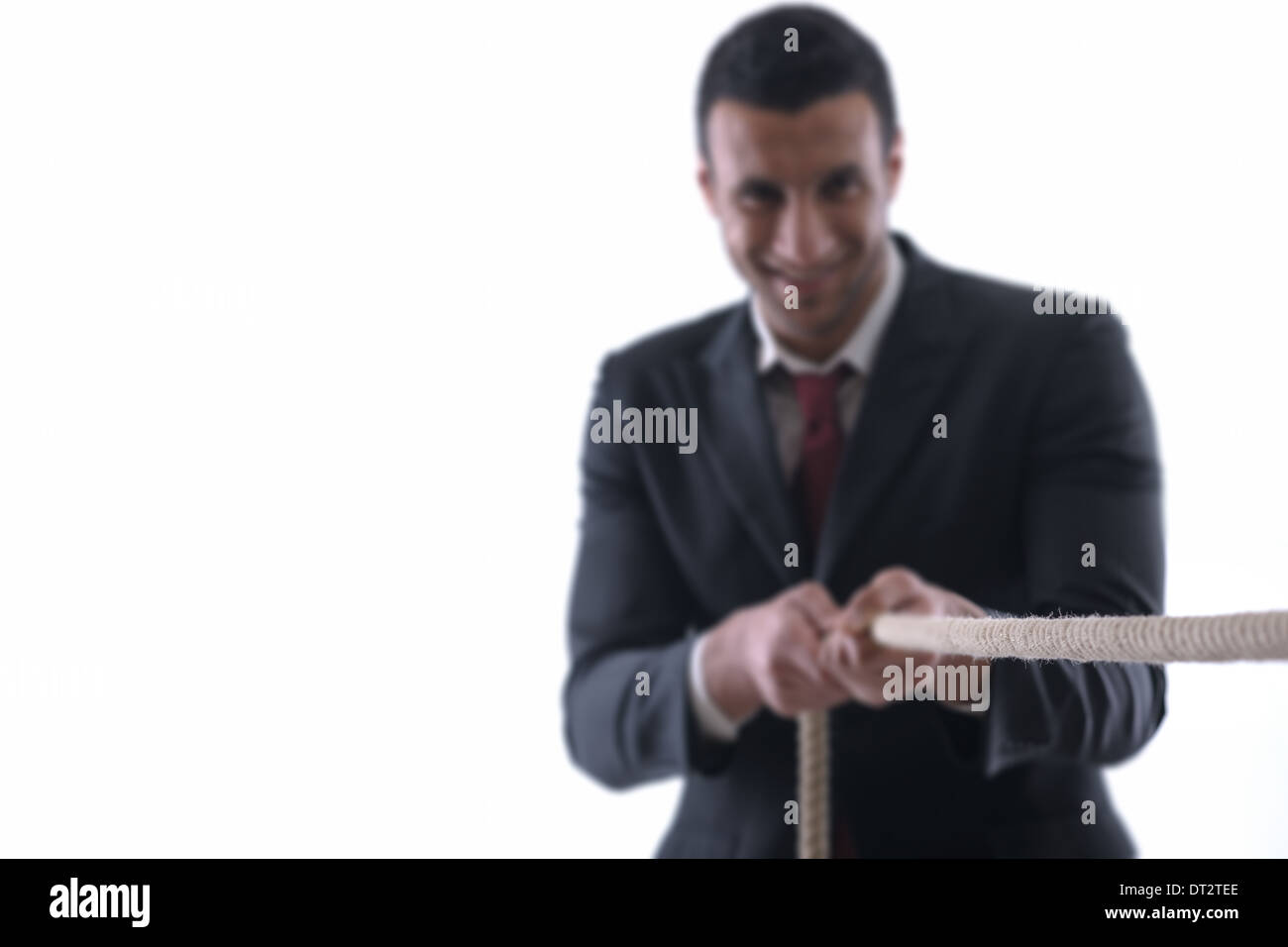 business man with rope isolated on white background Stock Photo - Alamy