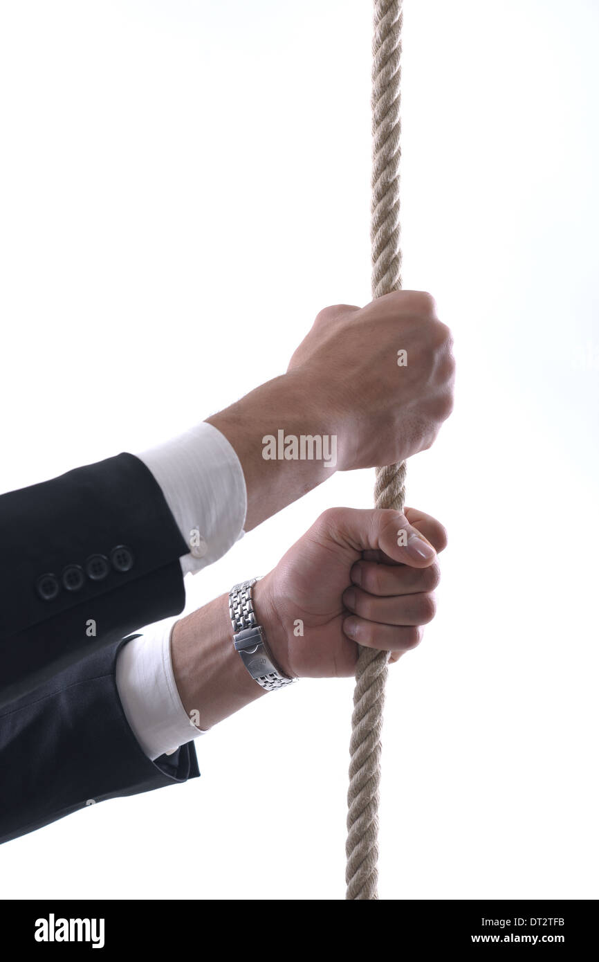 business man with rope isolated on white background Stock Photo - Alamy