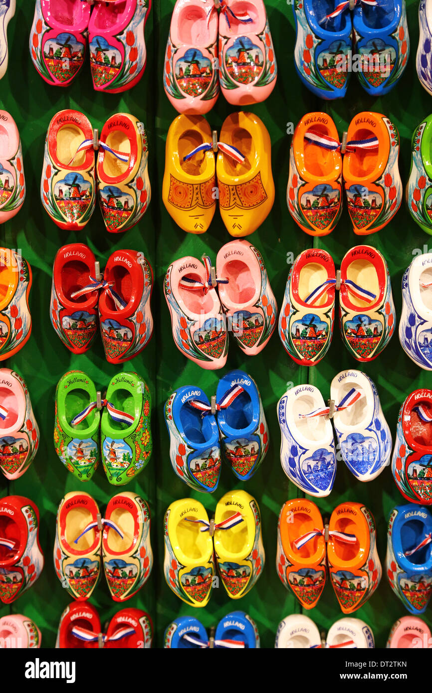 Traditional Dutch clogs souvenirs for tourists at the Flower Market in ...