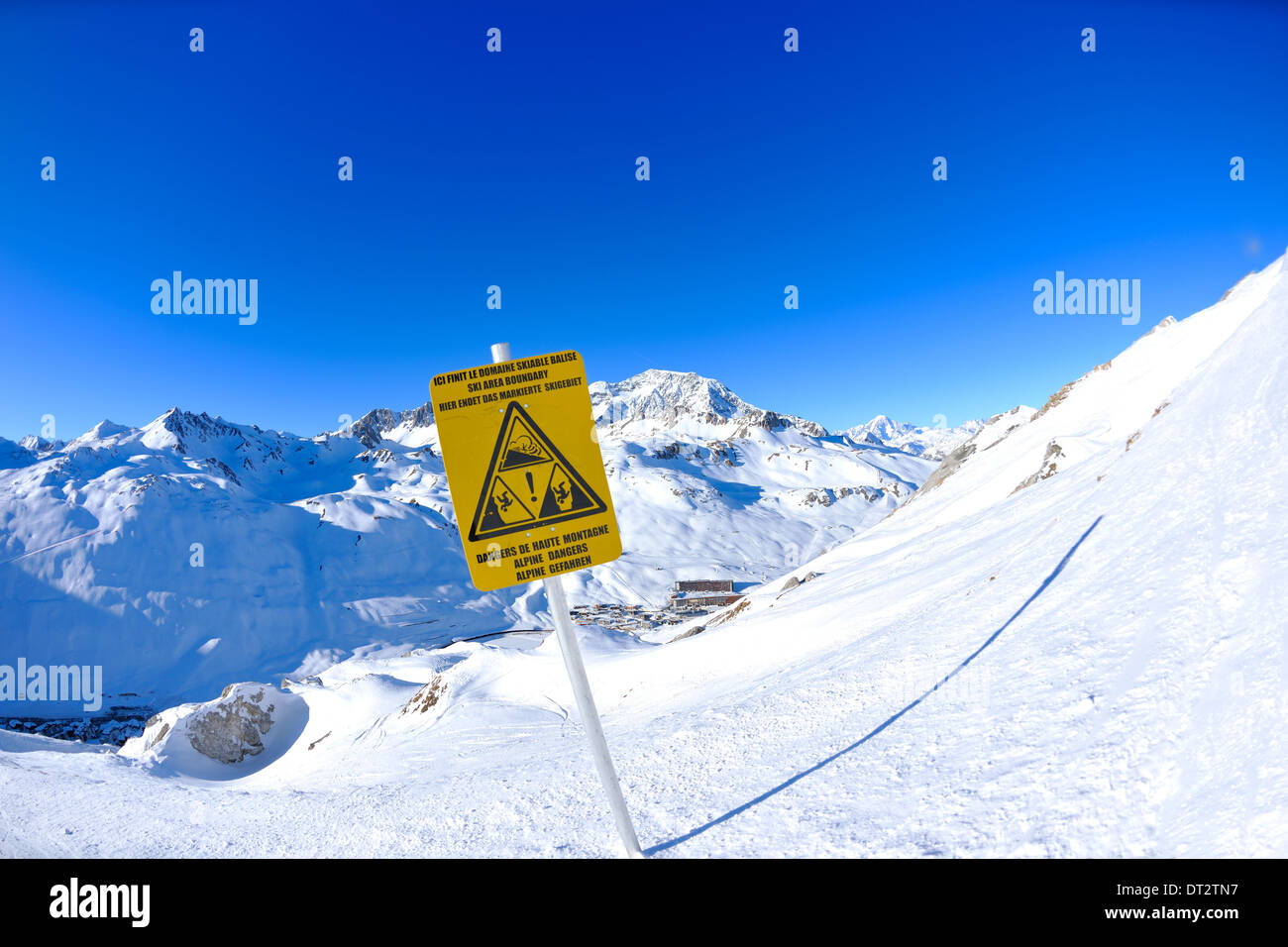 Danger sign white mountains hi-res stock photography and images - Alamy