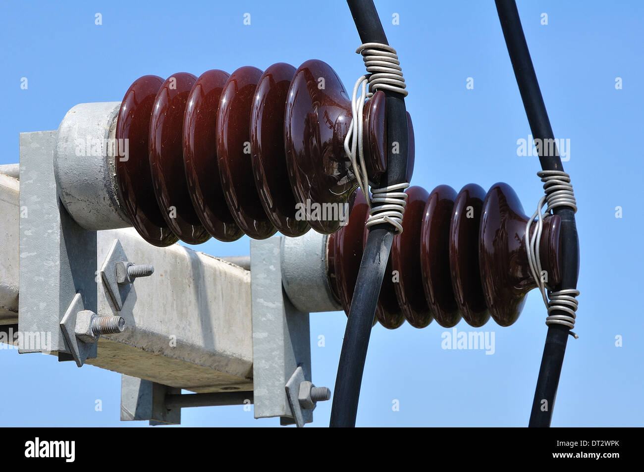 Power lines and insulators Stock Photo - Alamy