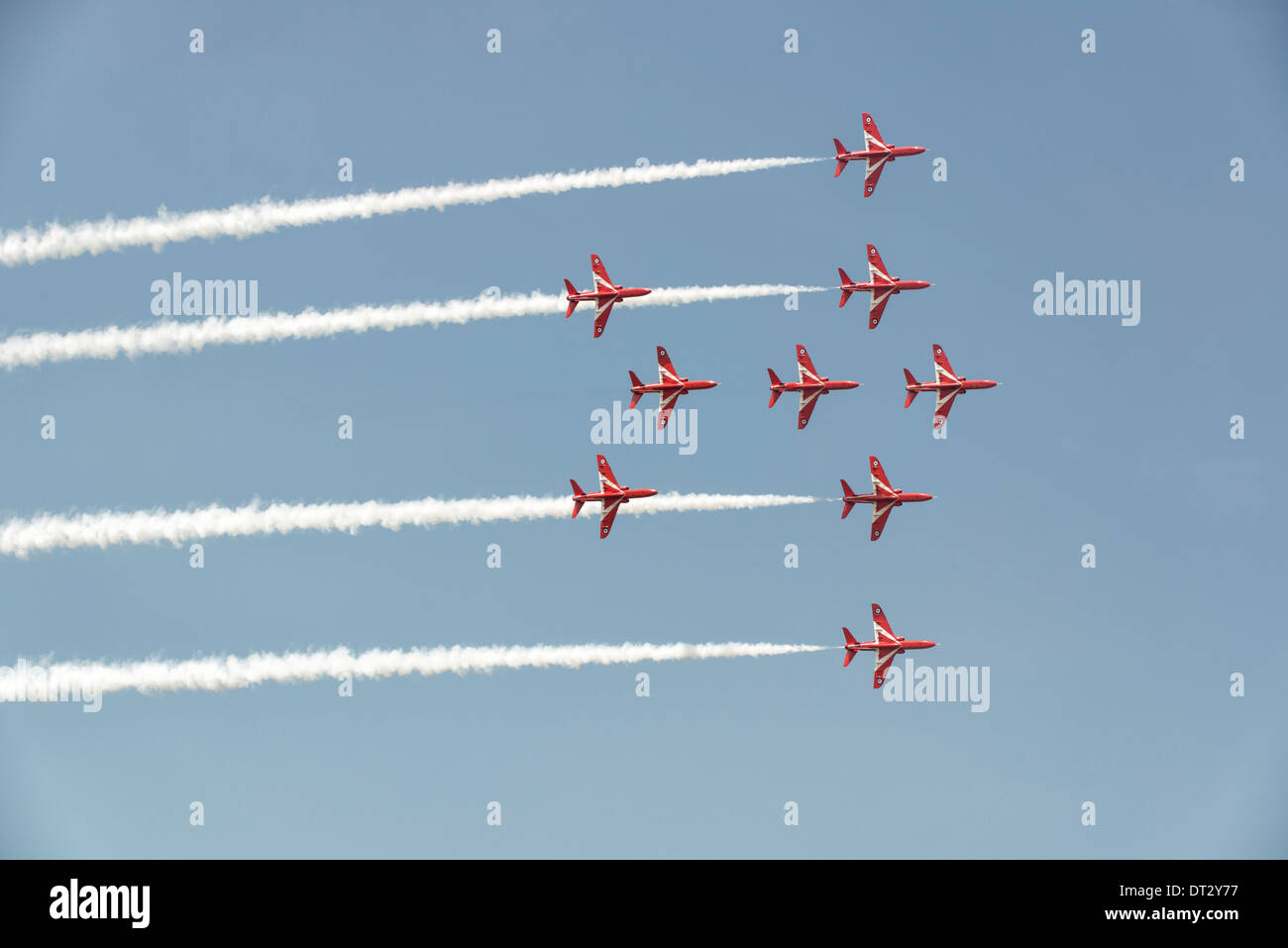 The British Royal Air Force Aerobatic Display team, the Red Arrows in ...