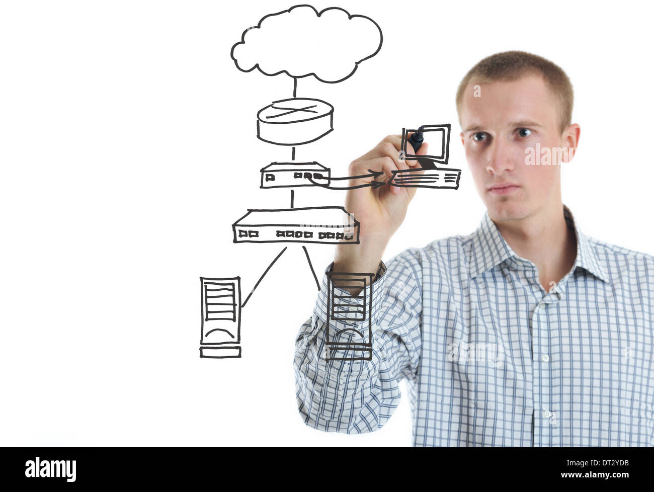 business man draw cloud computing chart Stock Photo - Alamy