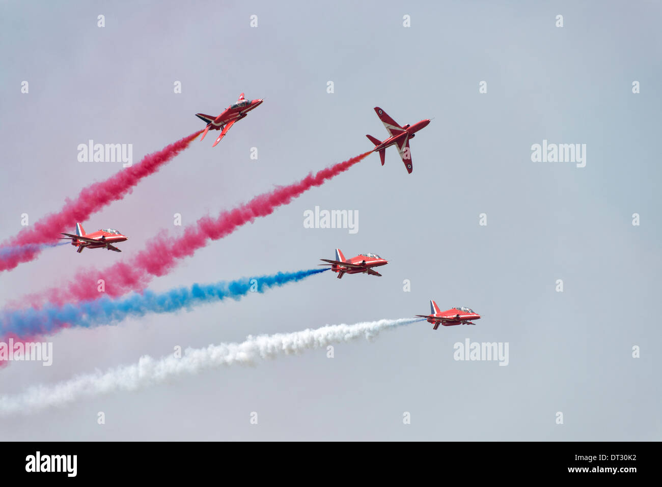 Four BAE Hawk Trainers of The Royal Air Force Aerobatic Team, the Red ...