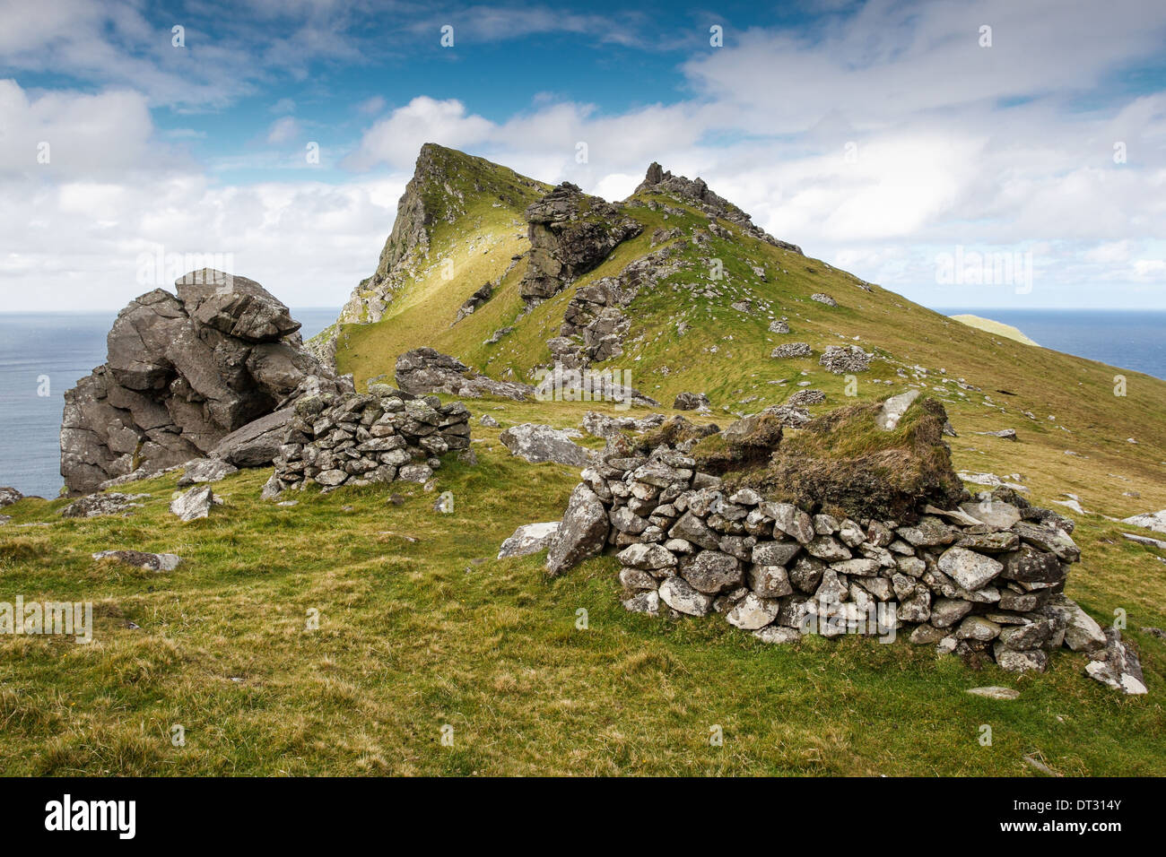 Looking along the west cliffs of Hirta, St Kilda towards Mullach Bi ...