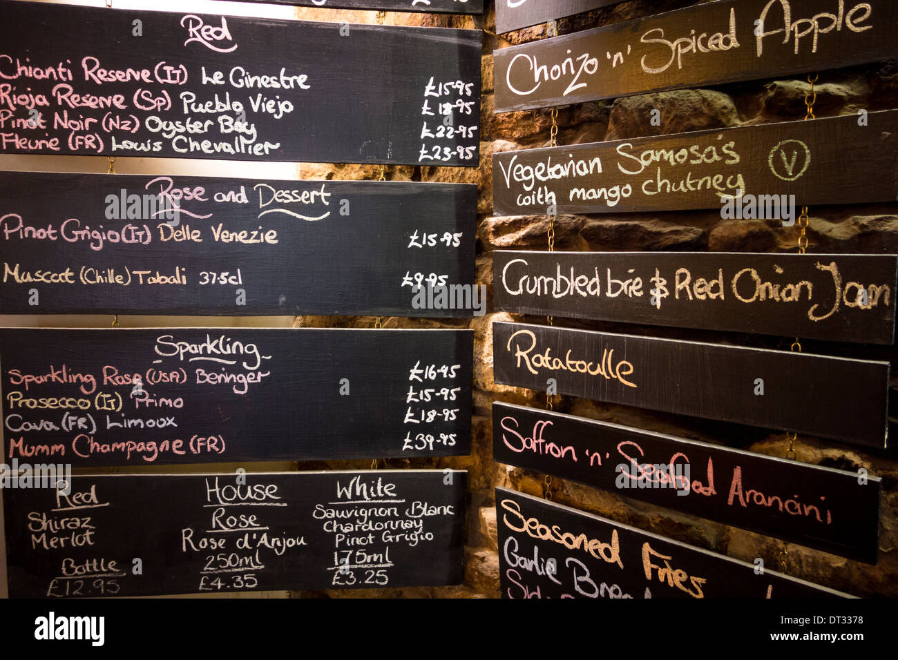 Hand written menu on blackboards in a pub, Gloucestershire, UK Stock ...