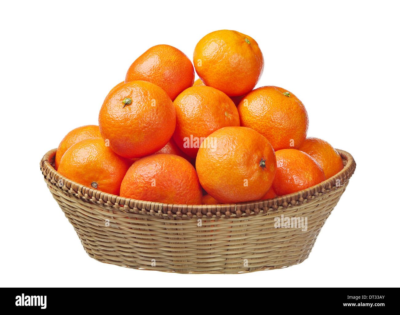 Basket with mandarins isolated on a white background Stock Photo - Alamy