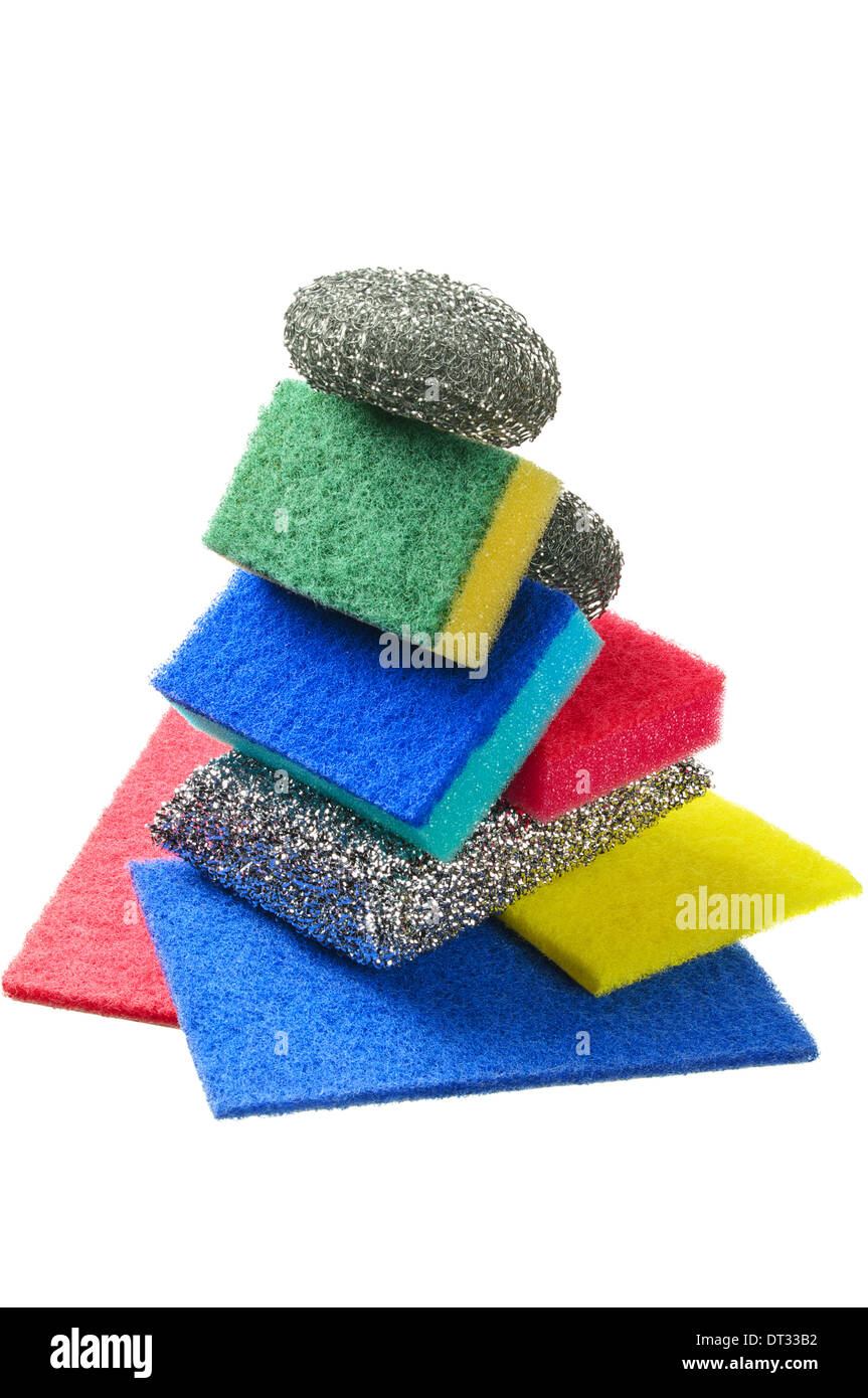 Different kitchen sponges for ware washing isolated on a white ...