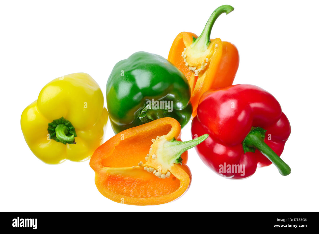 Multi-colored peppers isolated on a white background Stock Photo - Alamy