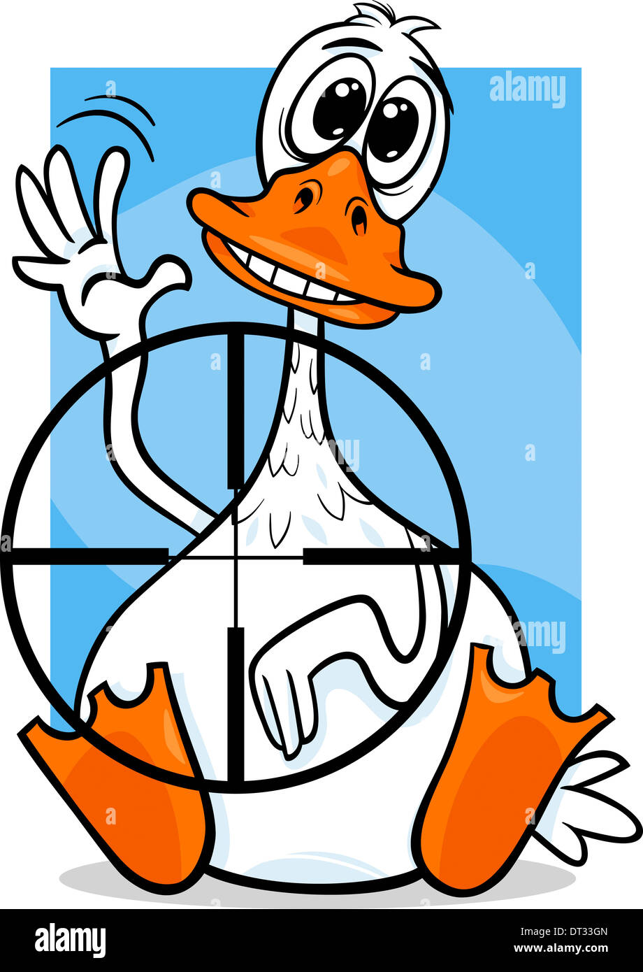 Cartoon Humor Concept Illustration of Sitting Duck Saying or Proverb ...