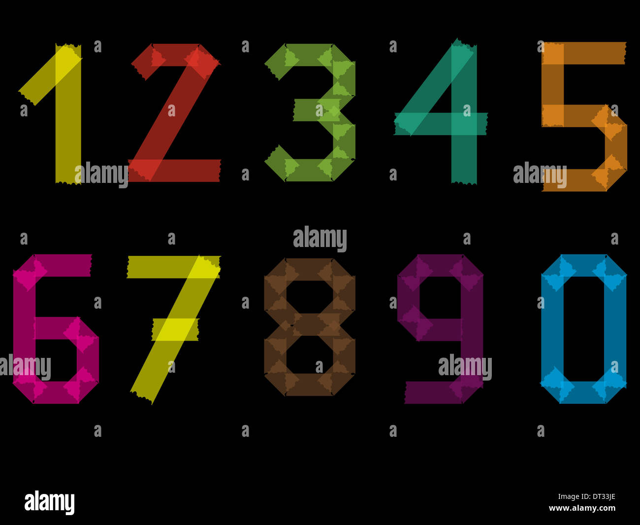 Tape number set from 1 to 9 including 0 Stock Photo - Alamy