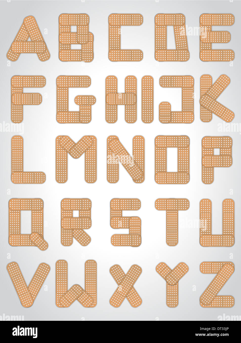 Abc letter set made from medical plaster Stock Photo - Alamy