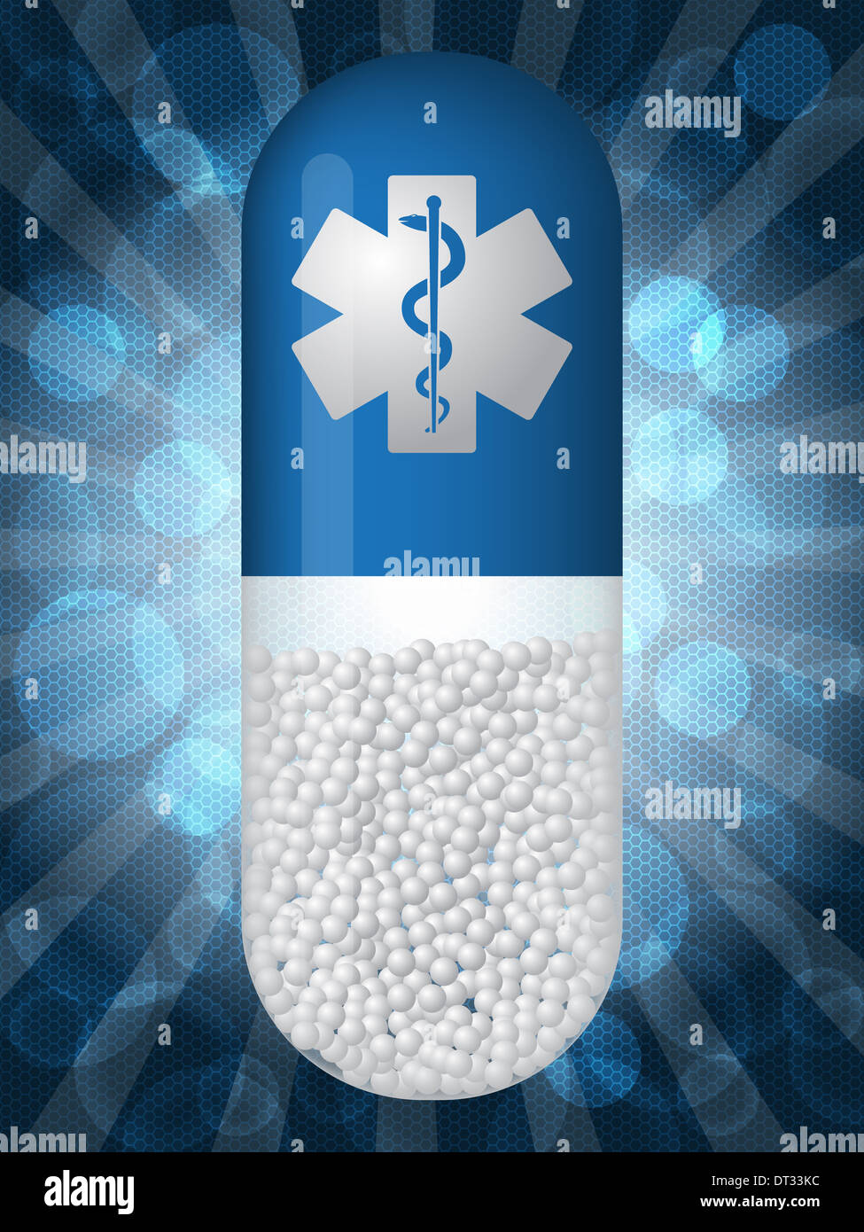 Abstract medical background design with blue capsule Stock Photo - Alamy