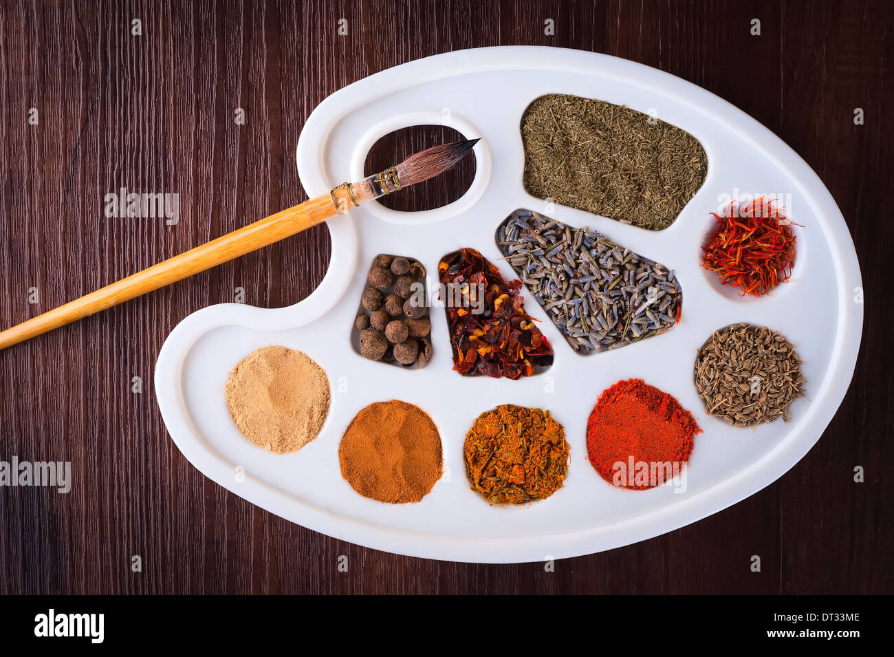 Palette of colors of herbs and spices Stock Photo - Alamy