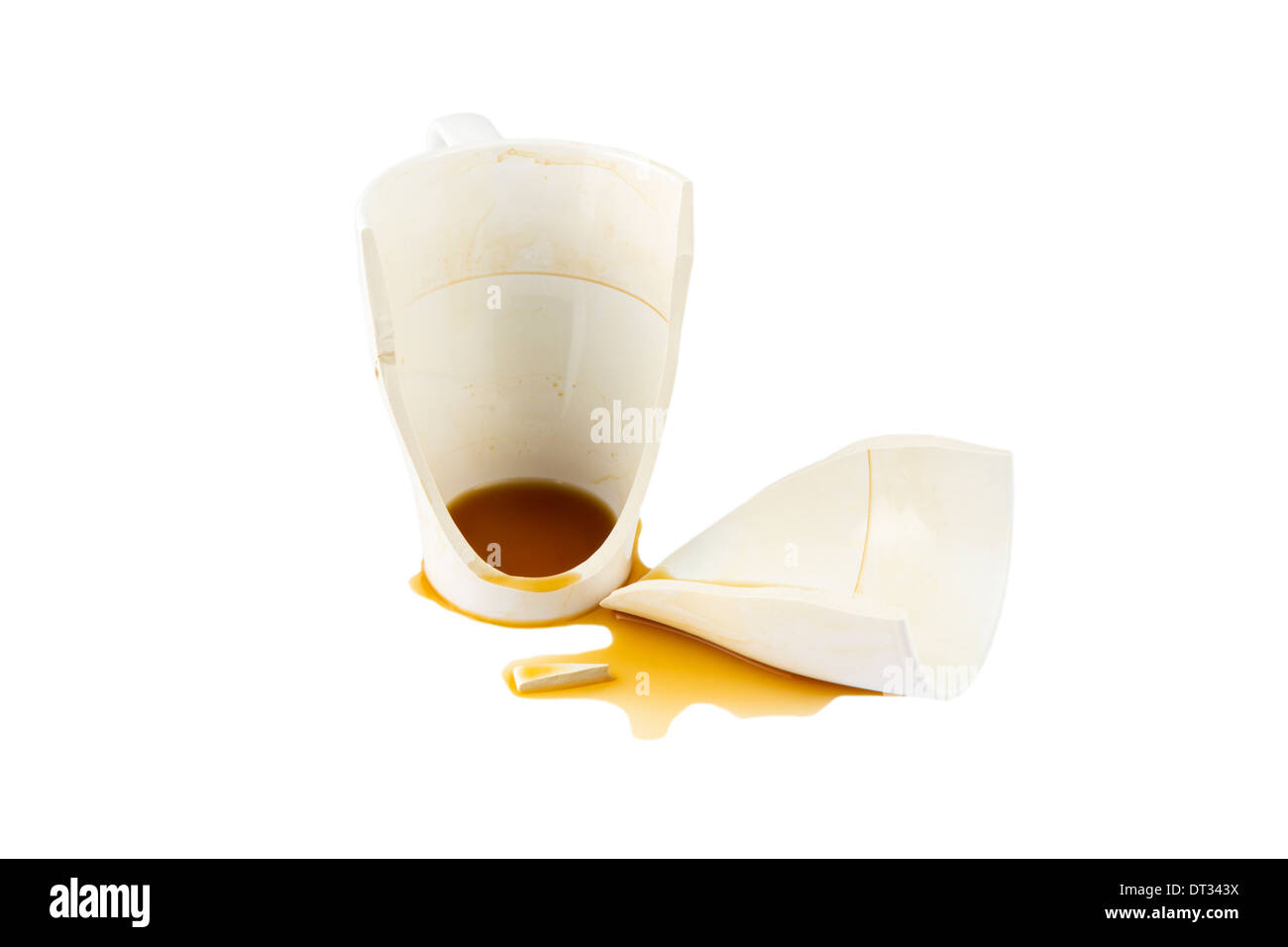 Broken cup of coffee isolated on white background Stock Photo - Alamy