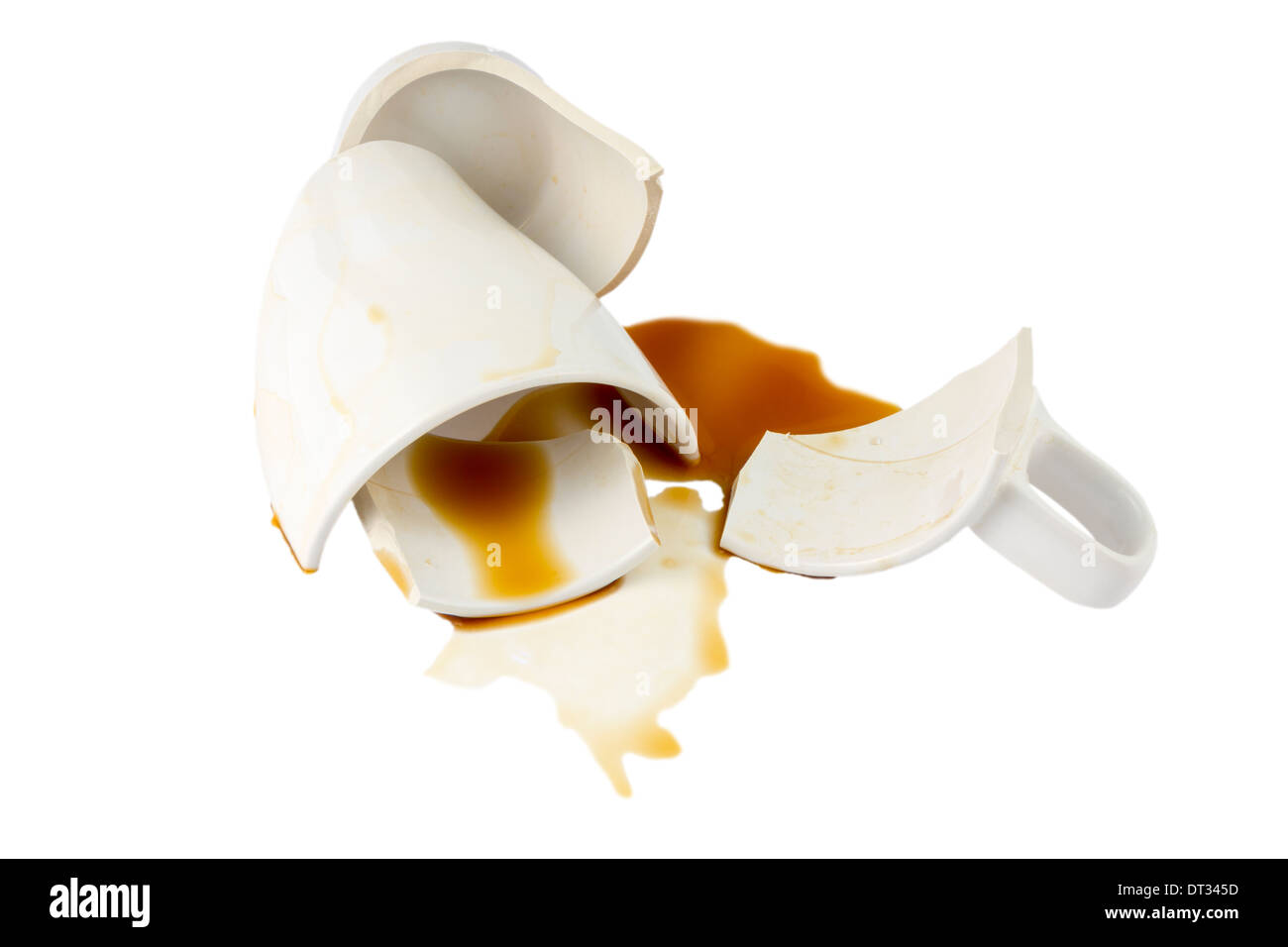 Broken cup of coffee isolated on white background Stock Photo - Alamy
