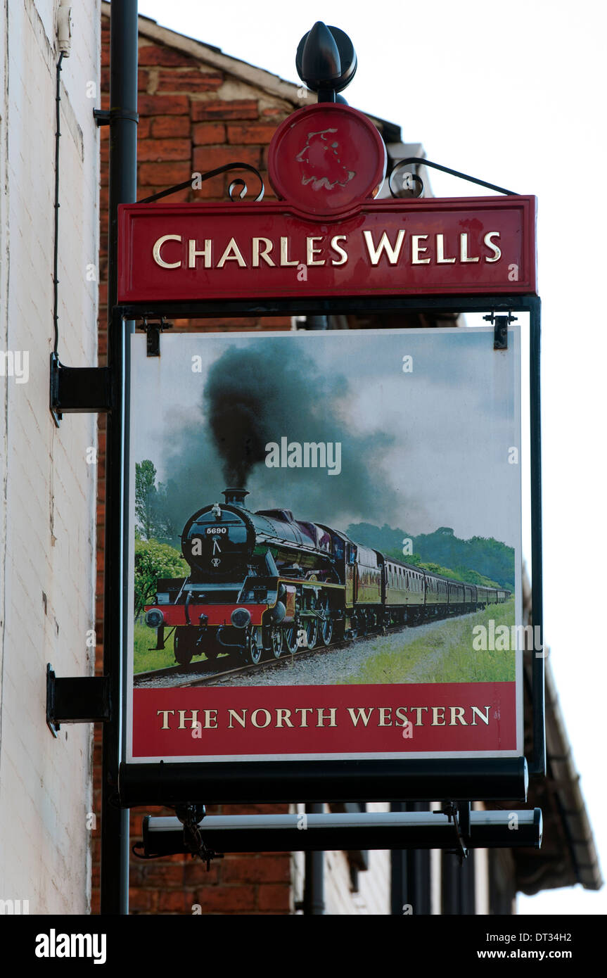 The North Western pub sign, Wolverton, Buckinghamshire, England, UK ...