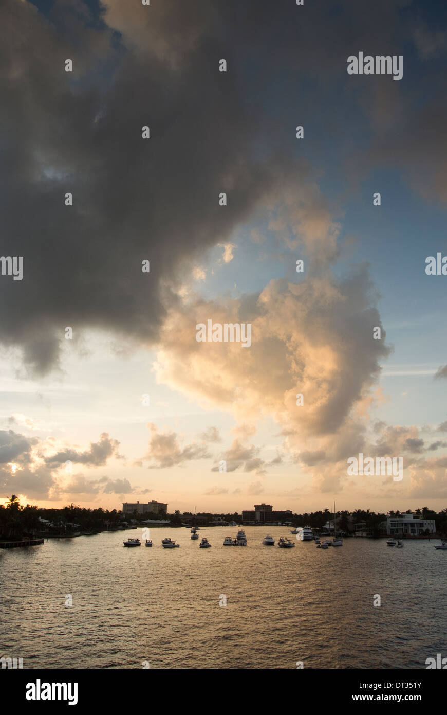 Sunset over intracoastal waterway Stock Photo - Alamy