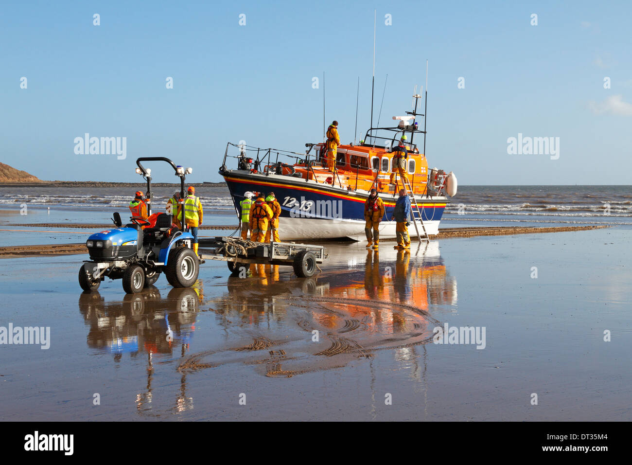 RNLI Lifeboat returning from a sea exercise off Filey, North Yorkshire ...