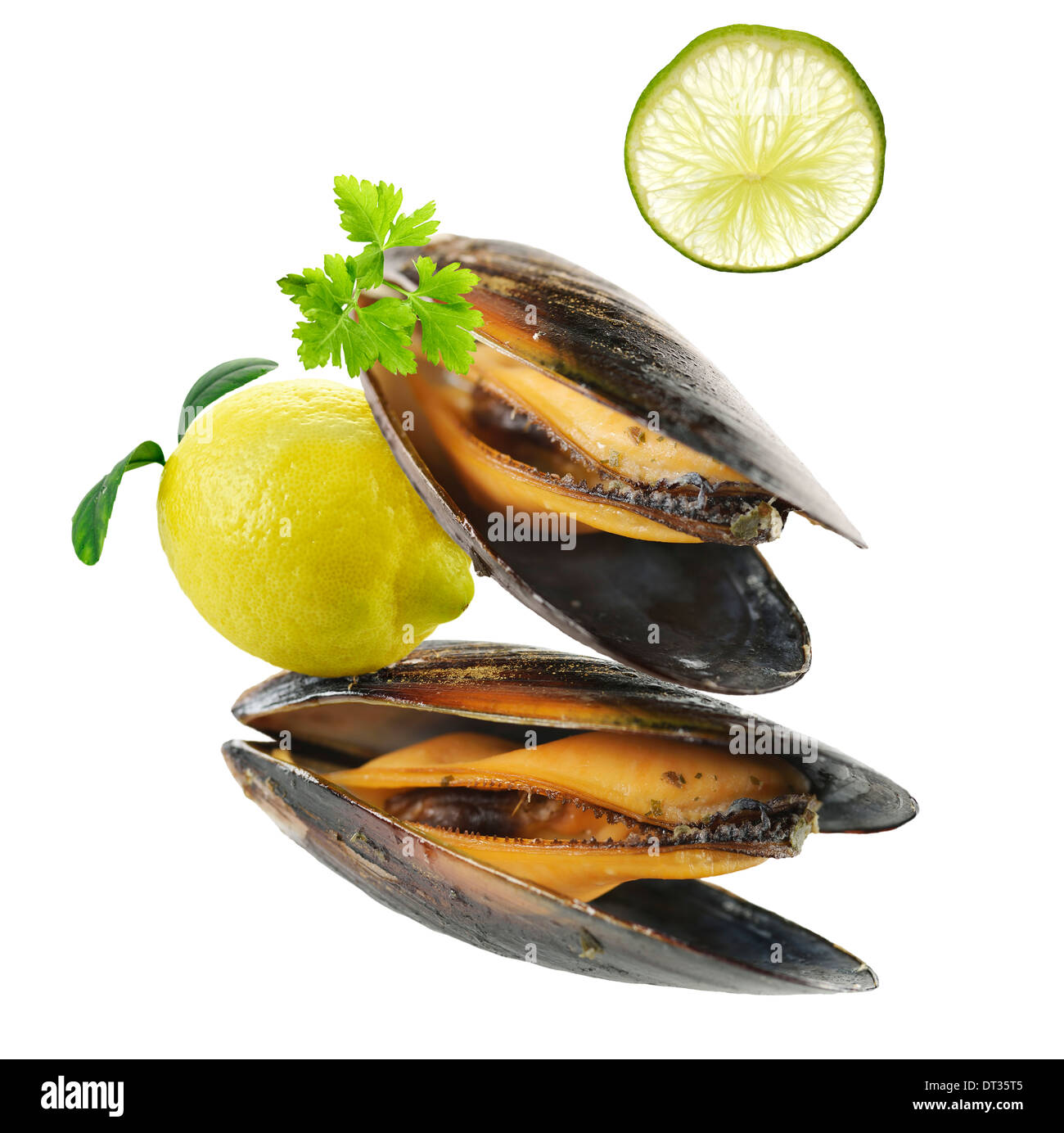Mussels Cooked With Garlic Sauce Stock Photo - Alamy