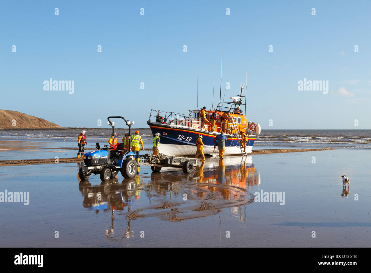 RNLI Lifeboat returning from a sea exercise off Filey, North Yorkshire ...