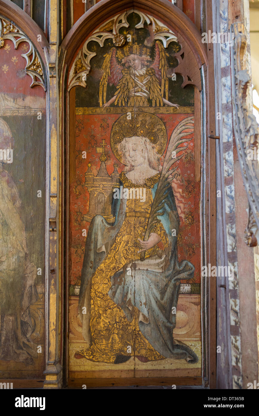 St Margaret of Antioch. Medieval rood screen inside Ranworth Church ...