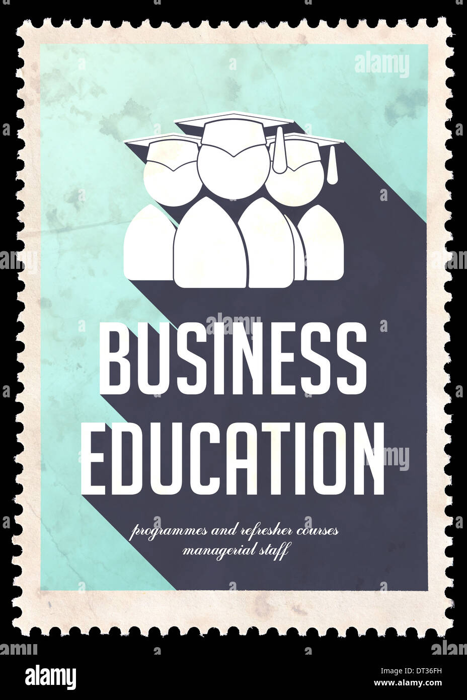 Business Education on Light Blue in Flat Design Stock Photo - Alamy