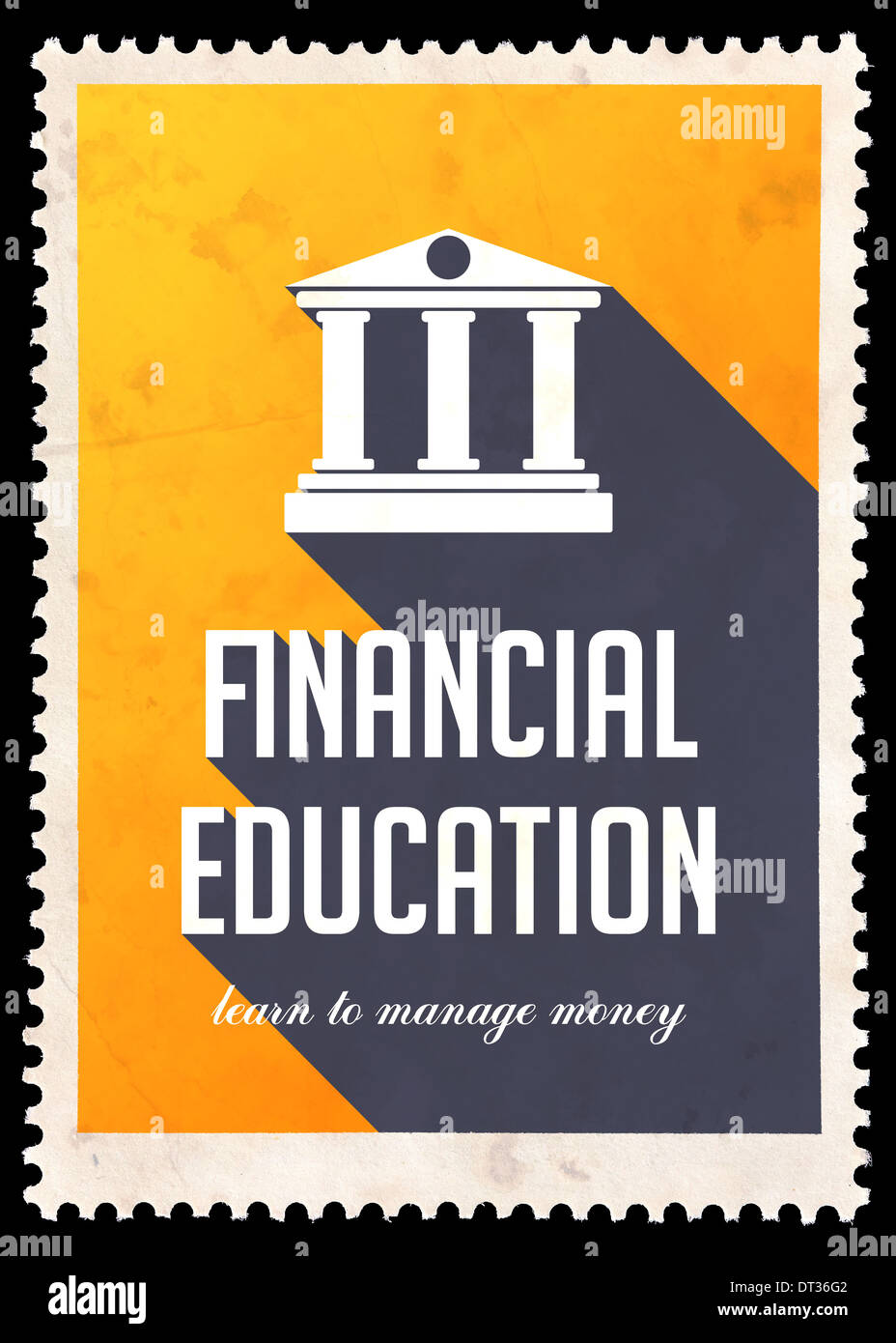 Financial Education on Yellow in Flat Design Stock Photo - Alamy