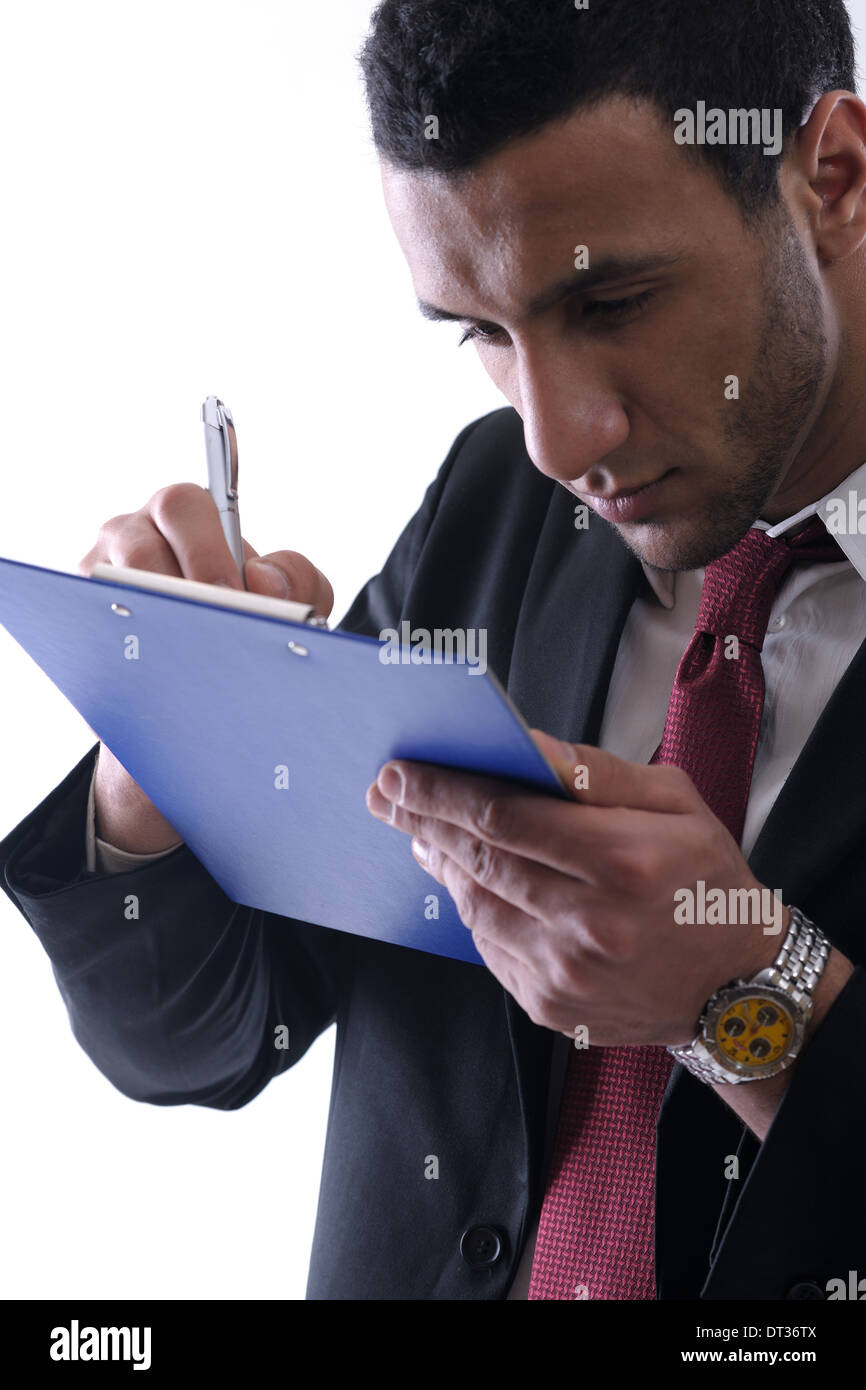 business man trying to read Stock Photo - Alamy