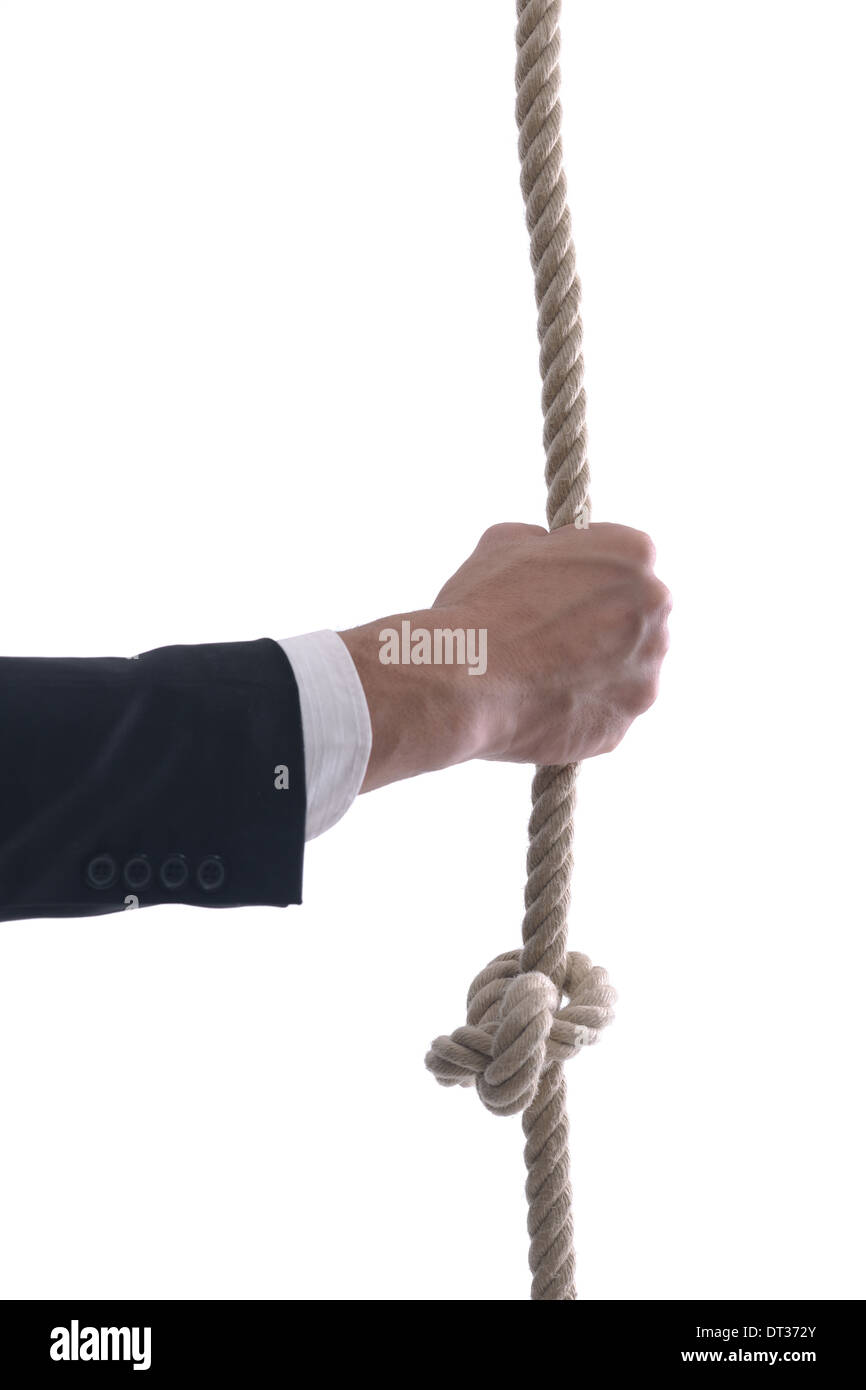 business man with rope isolated on white background Stock Photo - Alamy