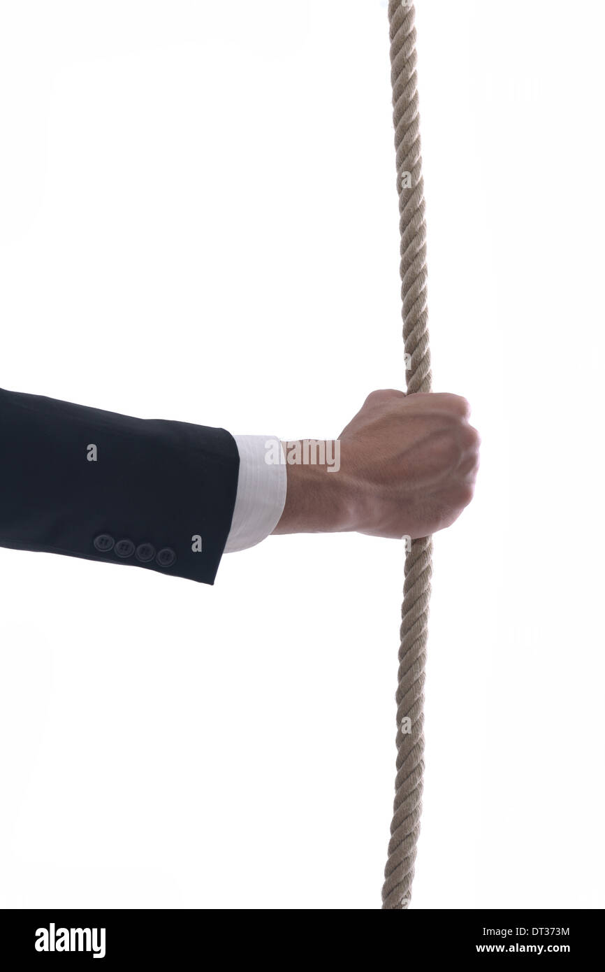 business man with rope isolated on white background Stock Photo - Alamy