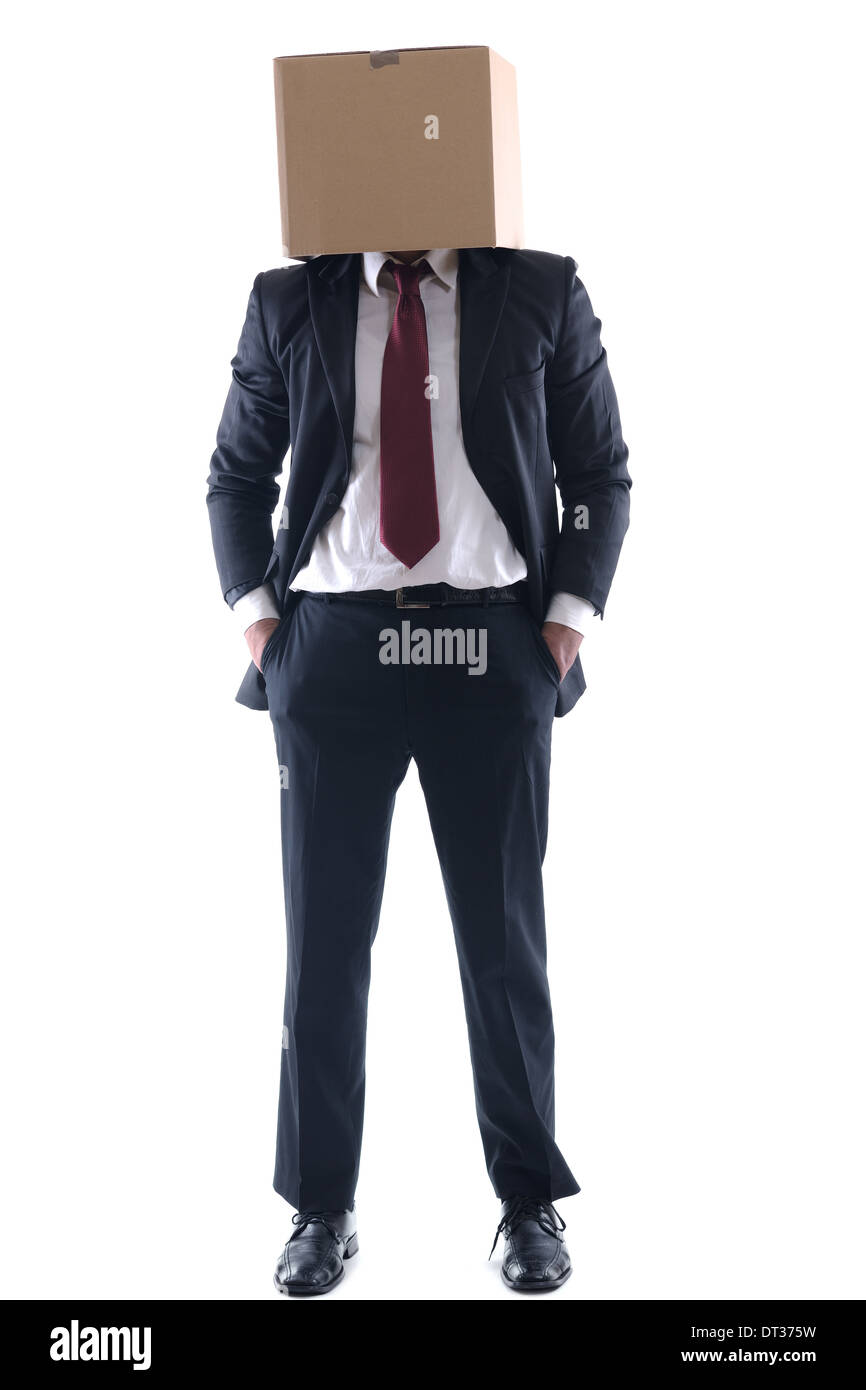 Man cardboard box on head Cut Out Stock Images & Pictures - Alamy