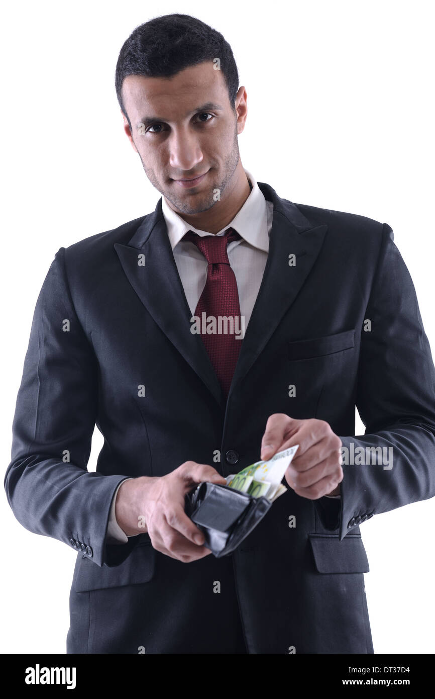 Business man holding money Stock Photo - Alamy