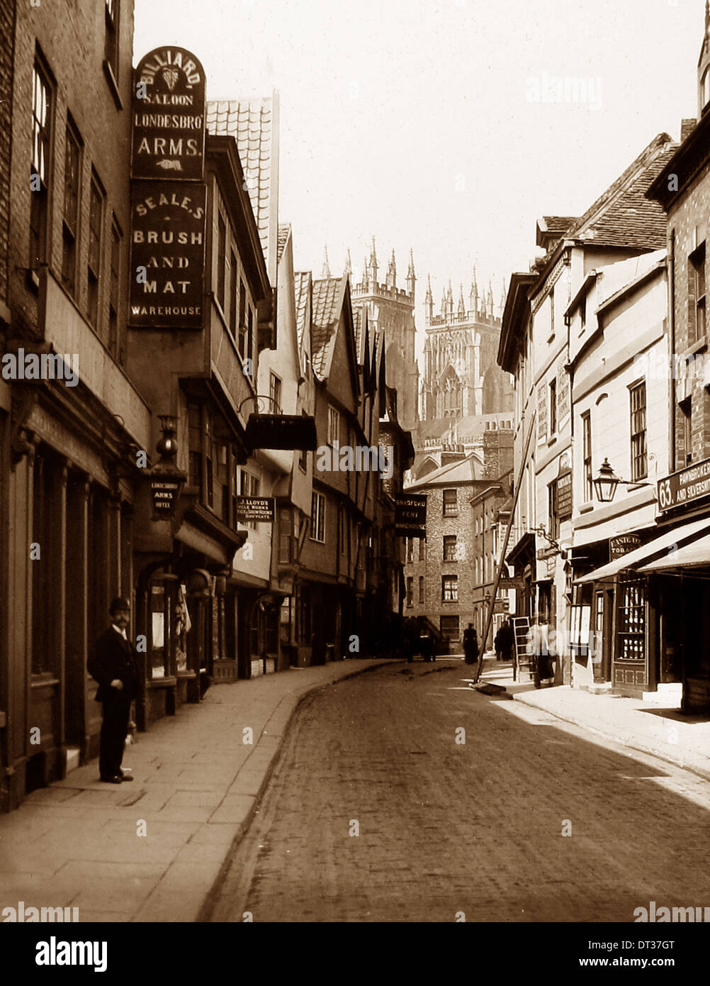 York Lower Petergate Victorian period Stock Photo - Alamy